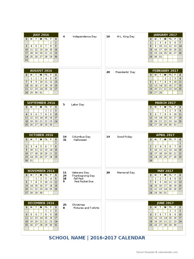 2016 Yearly Calendar Jul 3 | PDF