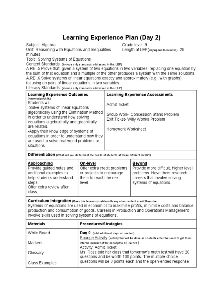 Lesson 2 | PDF | Equations | System Of Linear Equations