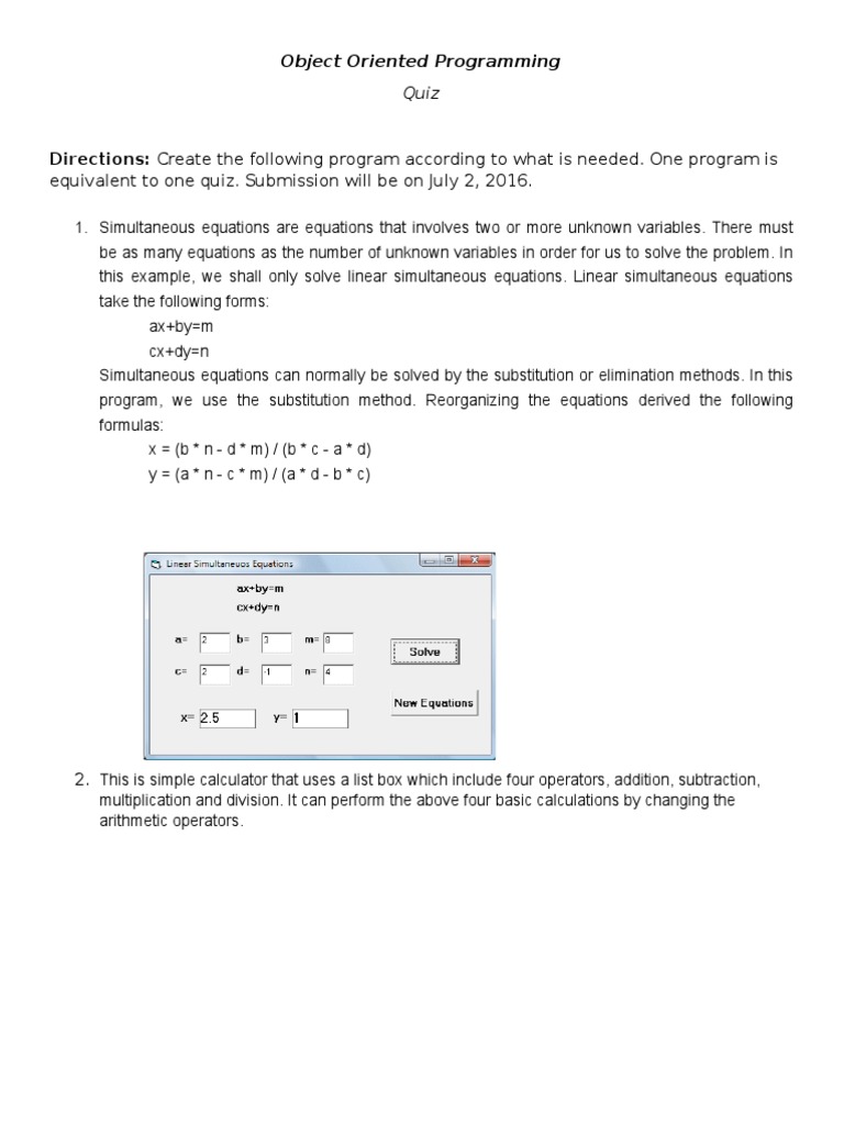 Object-Oriented Programming Quiz Guide | PDF
