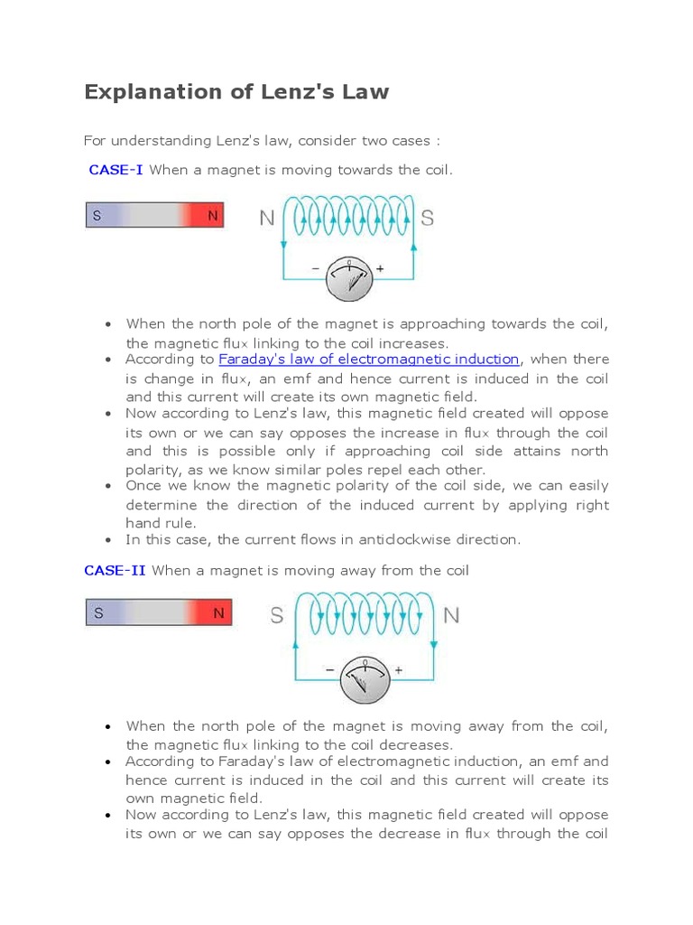 Explanation of Lenz's Law: Case-I | PDF | Science & Mathematics