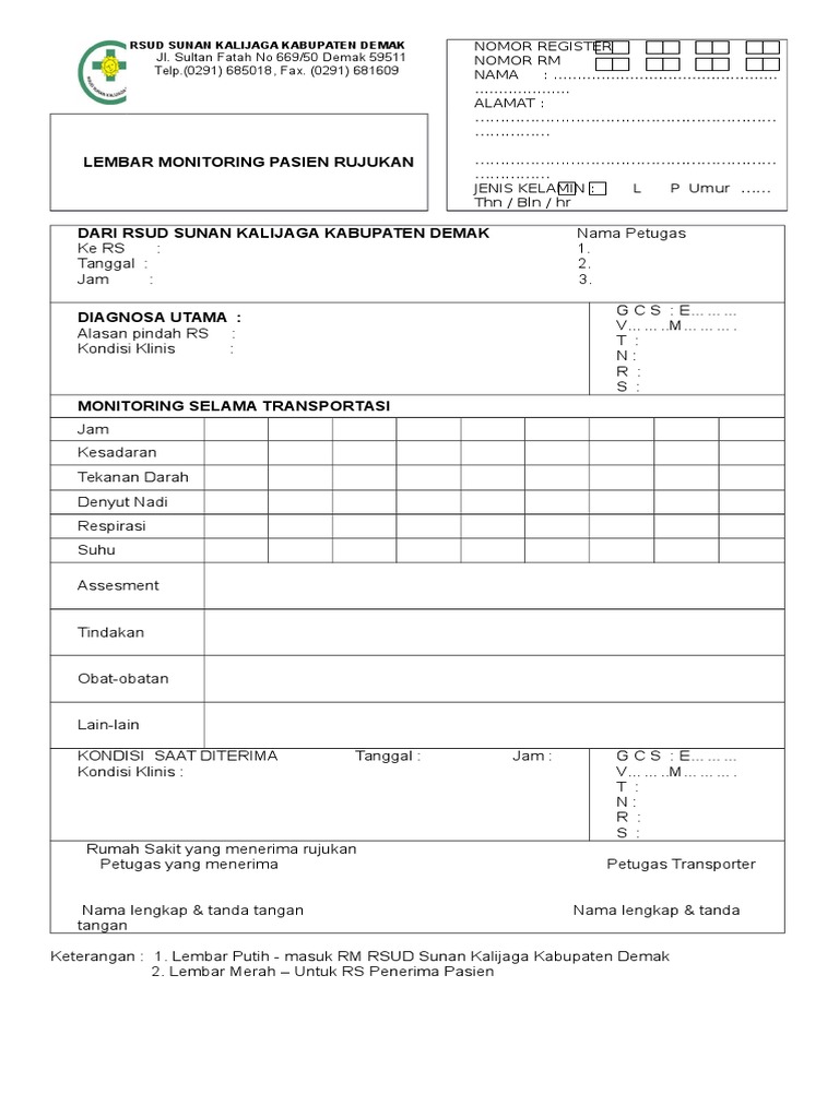 Lembar Monitoring Rujukan | PDF