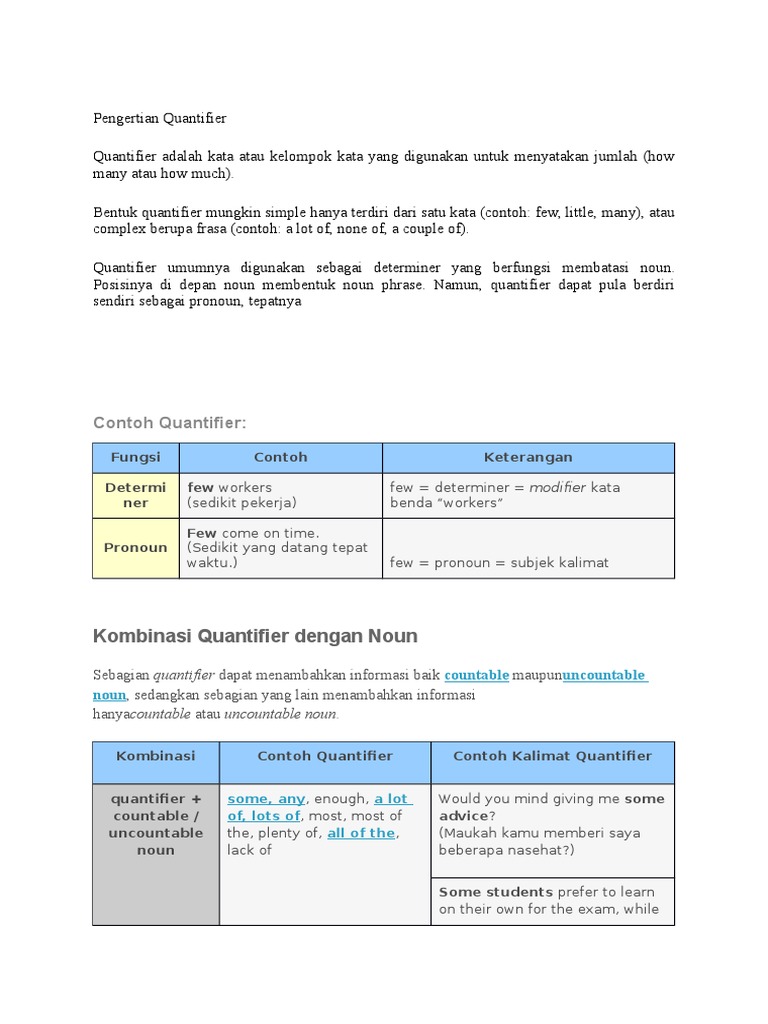 Pengertian Quantifier | PDF | Bisnis | Seni & Disiplin Bahasa