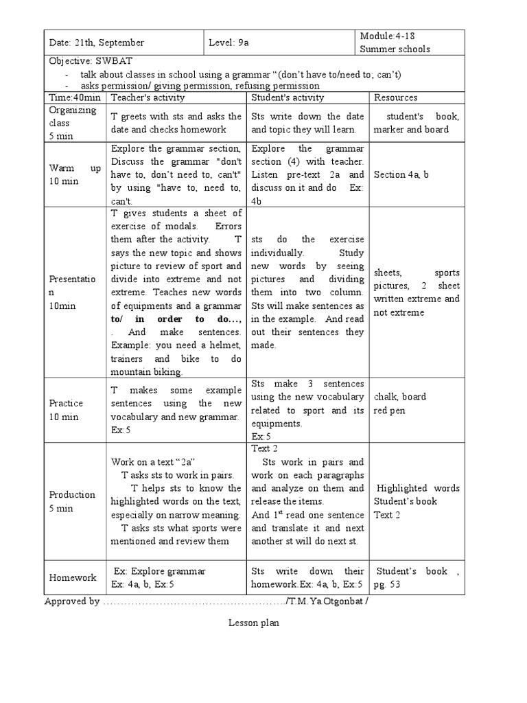 Lesson-Plan 1 | PDF | Adverb | Lesson Plan