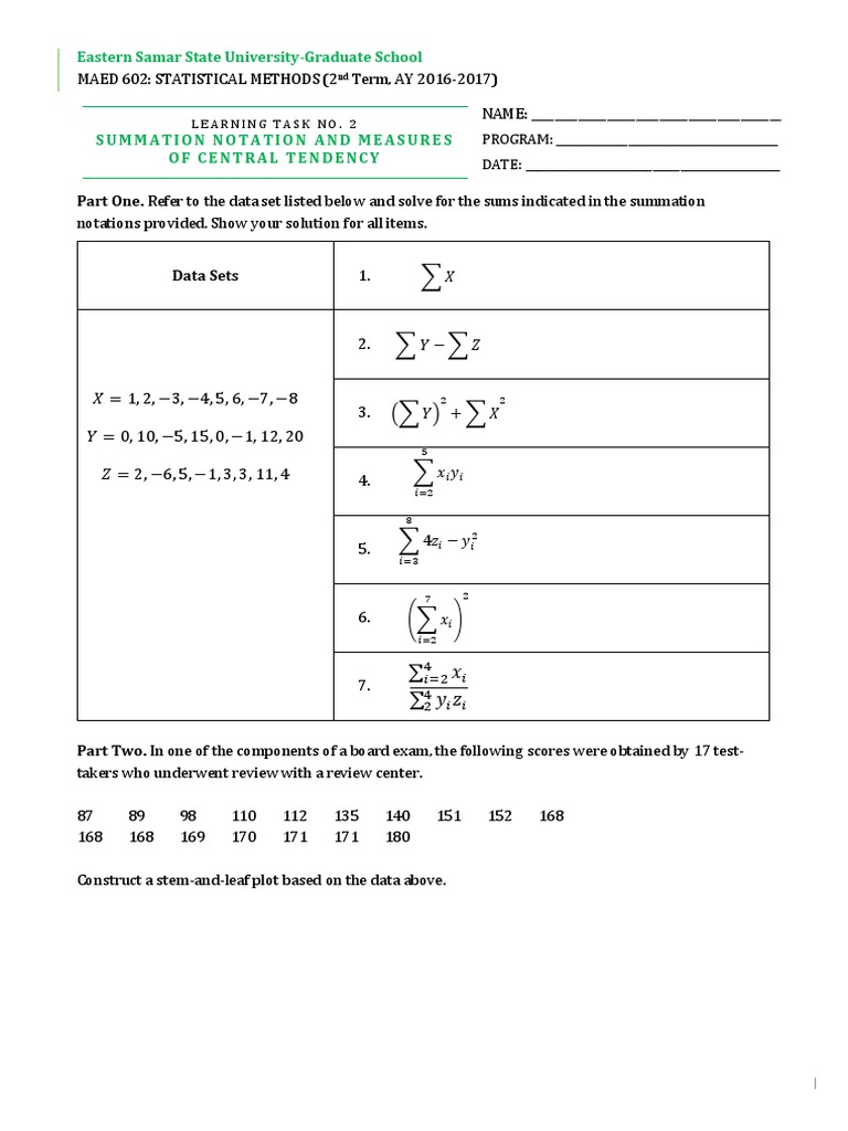 Learning Task 2 | PDF | Summation | Applied Mathematics