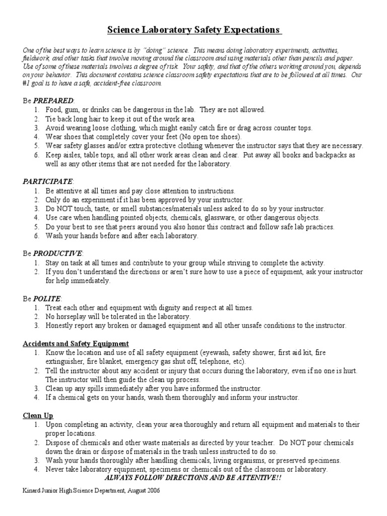 Safety Contract | PDF | Neuroscience | Laboratories