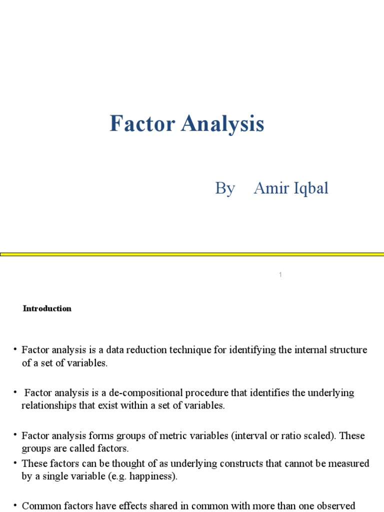 Lecture 11 Factor Analysis | PDF | Factor Analysis | Statistical Analysis