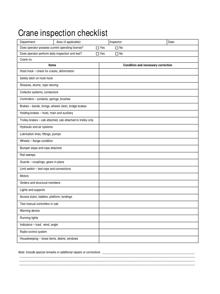 Crane Inspection PDF | PDF | Brake | Truck