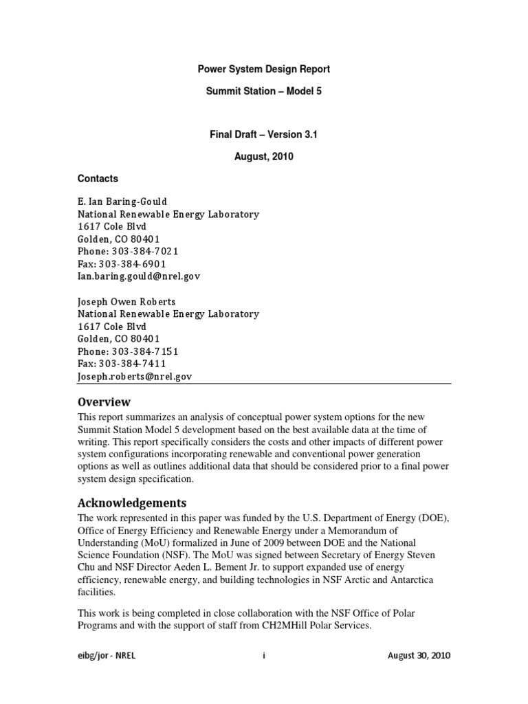 Power System Design Report | PDF | Renewable Energy | Wind Power