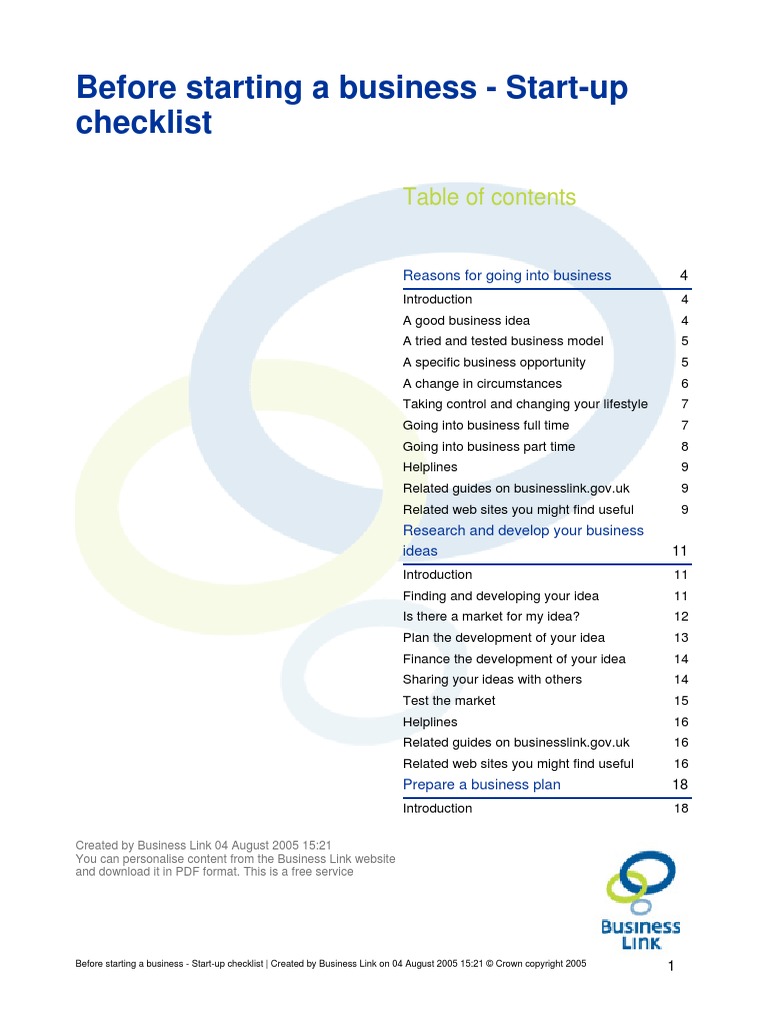 Before Starting A Business Start Up Checklist | PDF | Business Plan | Business
