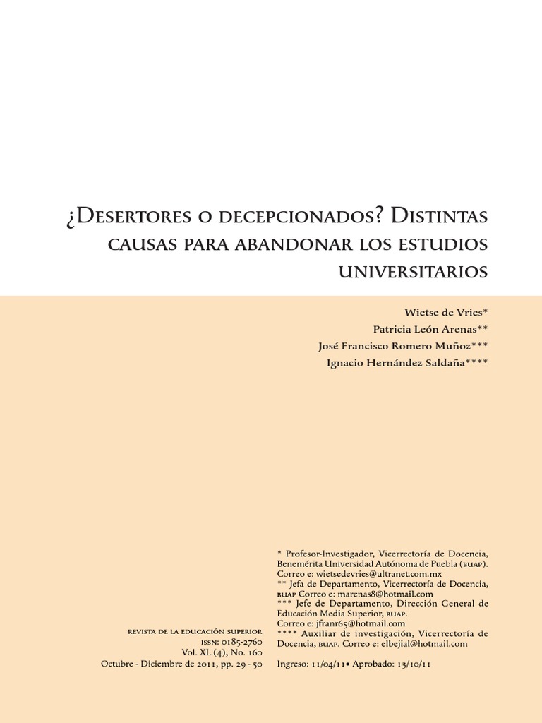 Causas de Deserción Universitaria | PDF | Desigualdad social ...