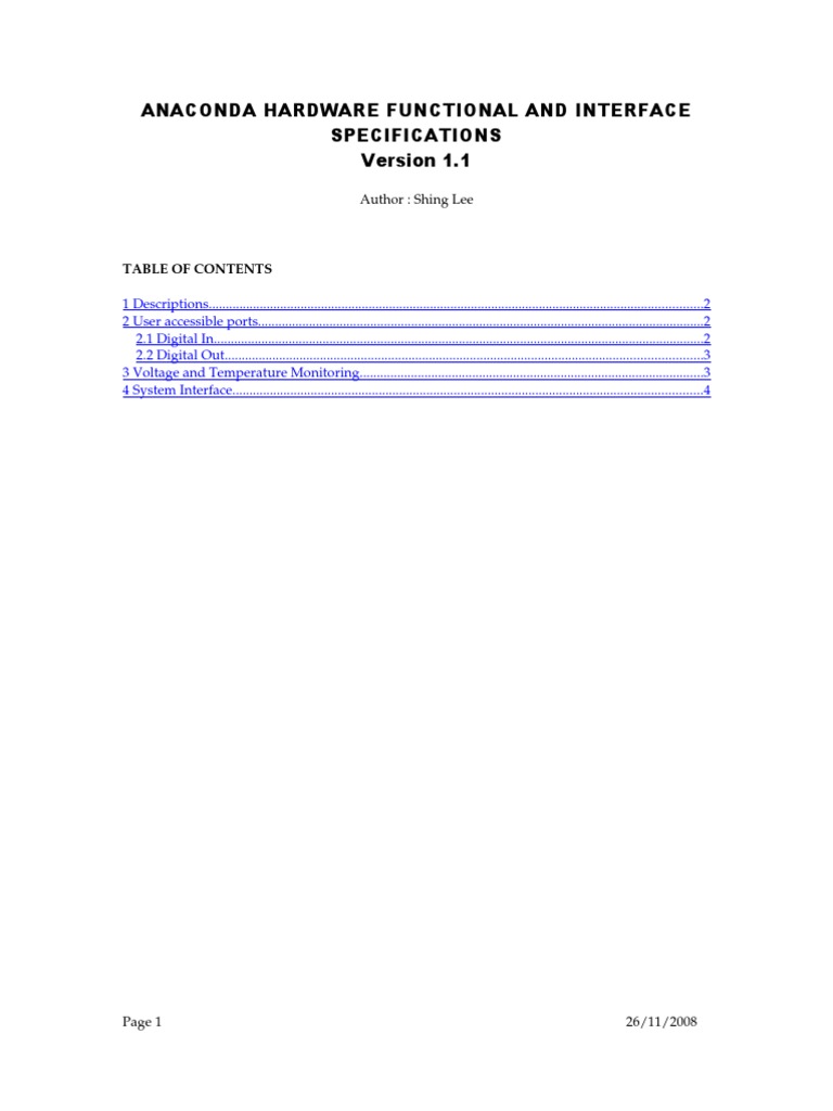 Anaconda Interface Spec v11 | Download Free PDF | Input/Output | Relay