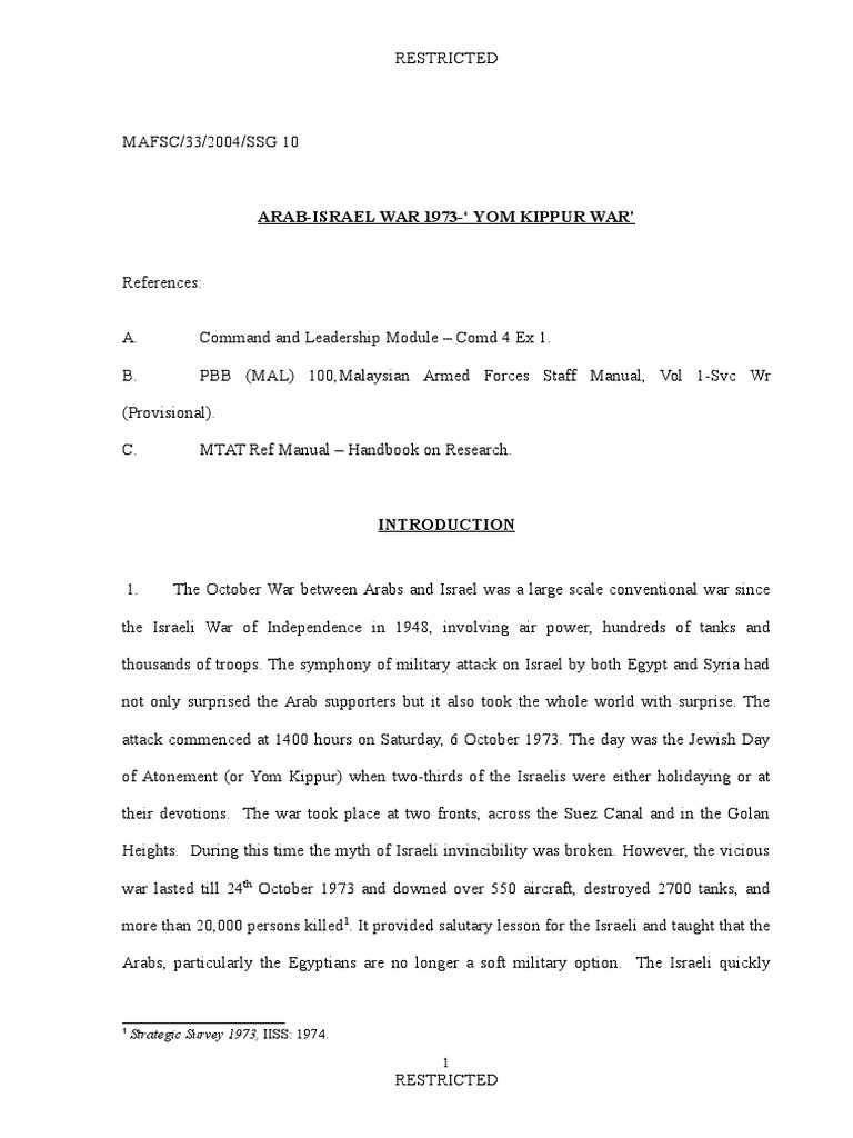 Analysis of the 1973 Yom Kippur War | PDF | Yom Kippur War | Judaism