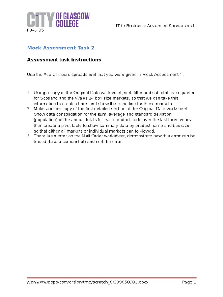 Mock Assessment Task 2 | PDF