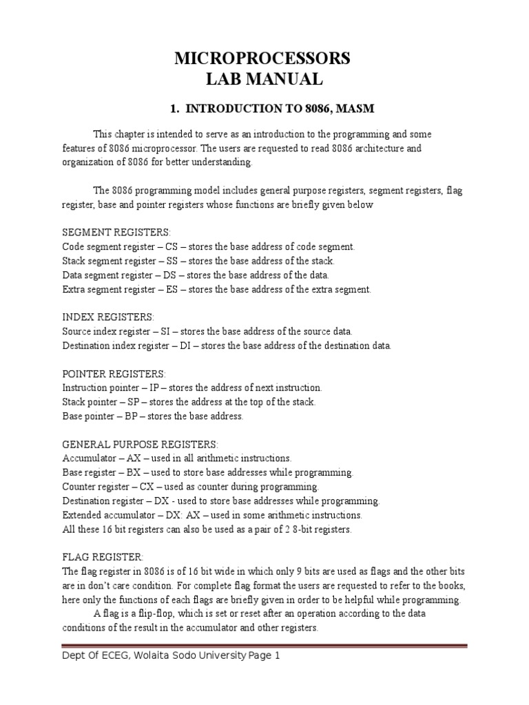 Wsu Microprocessors Lab | PDF | Instruction Set | Assembly Language