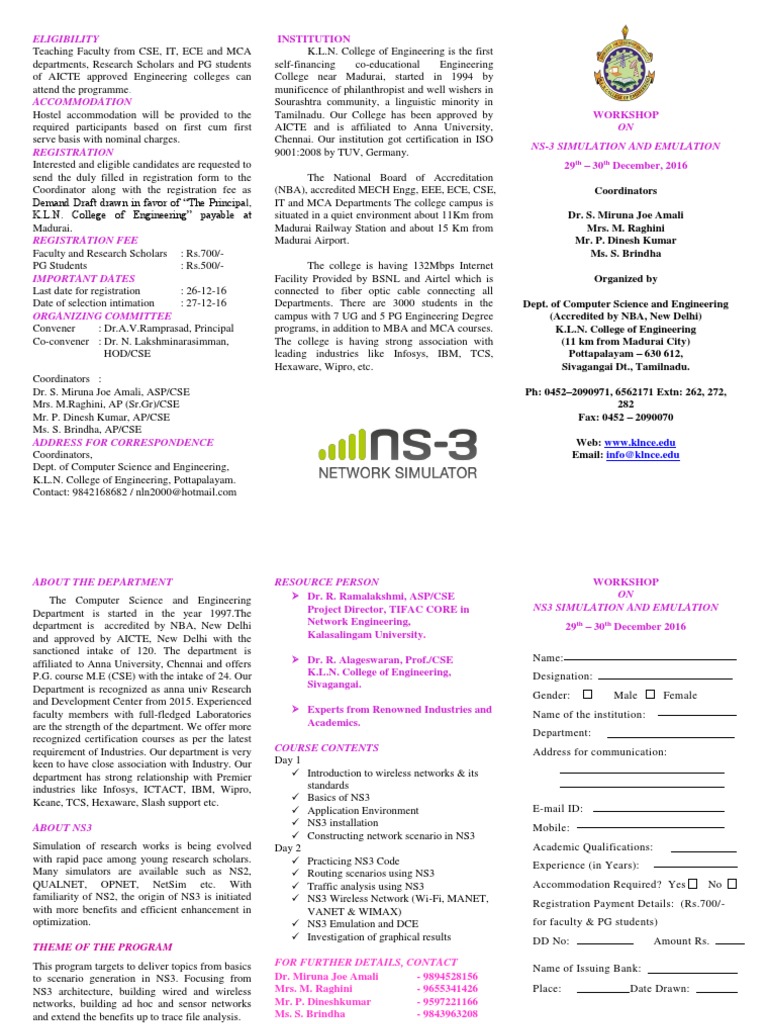Ns3 Brochure | PDF | Wireless Network | Simulation