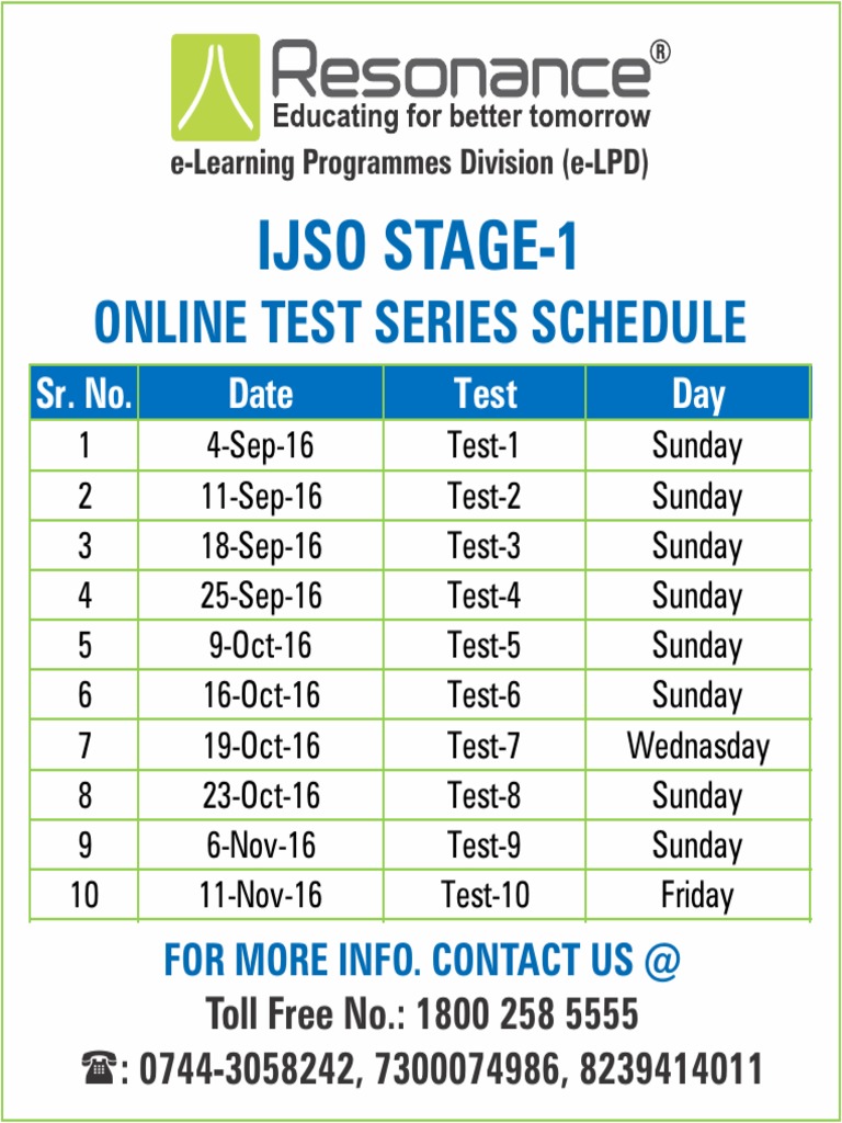 Ijso Stage-1: Online Test Series Schedule | PDF | Technology & Engineering
