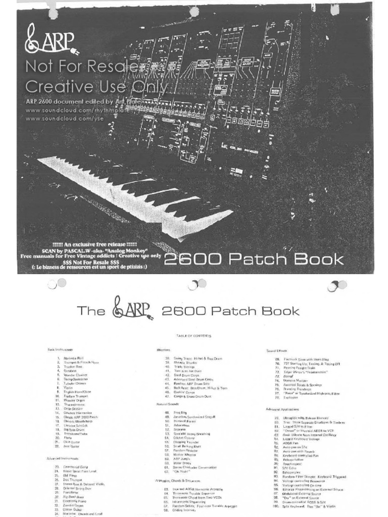 ARP 2600 Patch Book V2 LR PDF | PDF