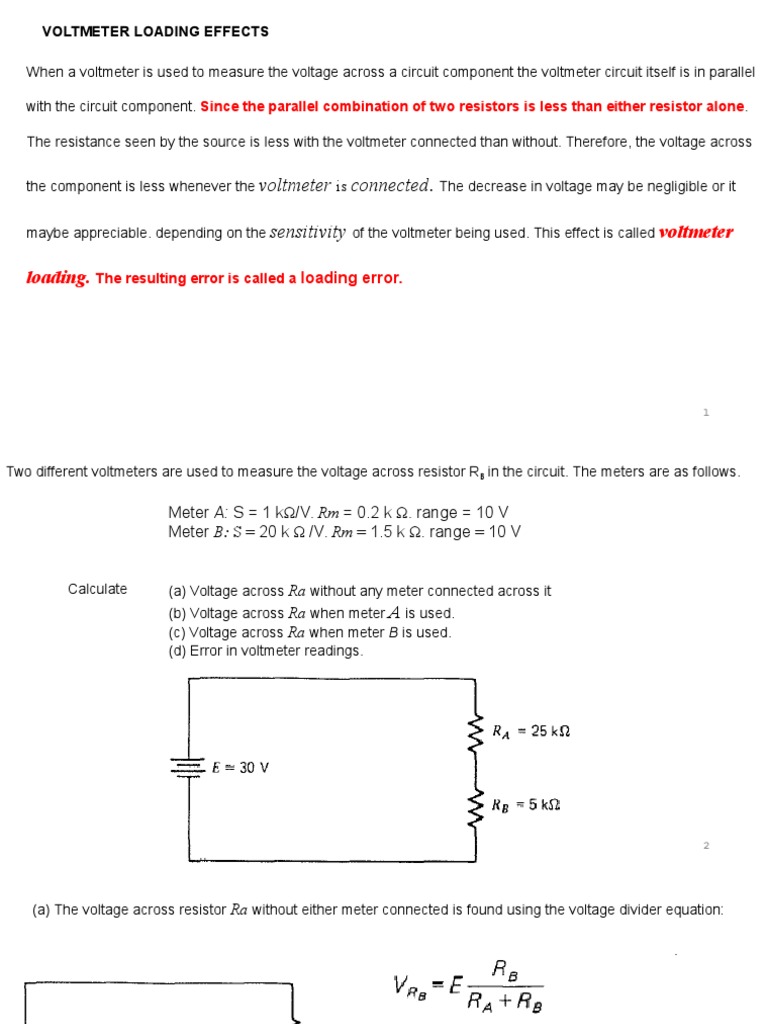 Voltmeter Connected. Sensitivity | PDF | Science & Mathematics
