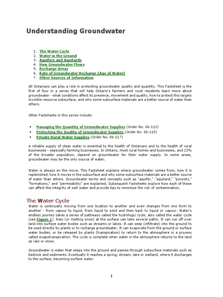 Groundwater Facts Sheet | PDF | Aquifer | Groundwater