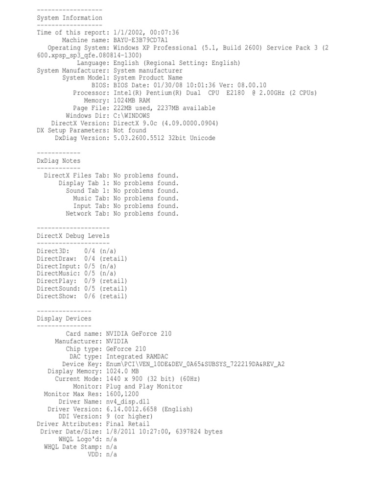 DX Diag | PDF | Device Driver | Usb