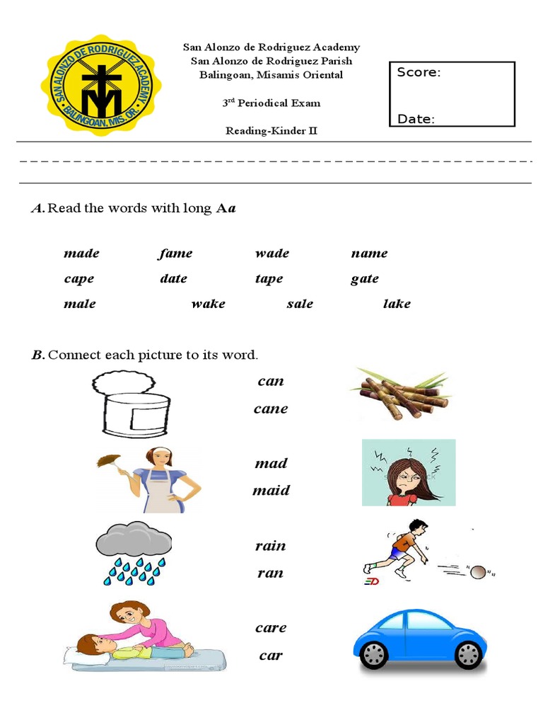 A.Read The Words With Long Aa: Can Cane | PDF | Leisure