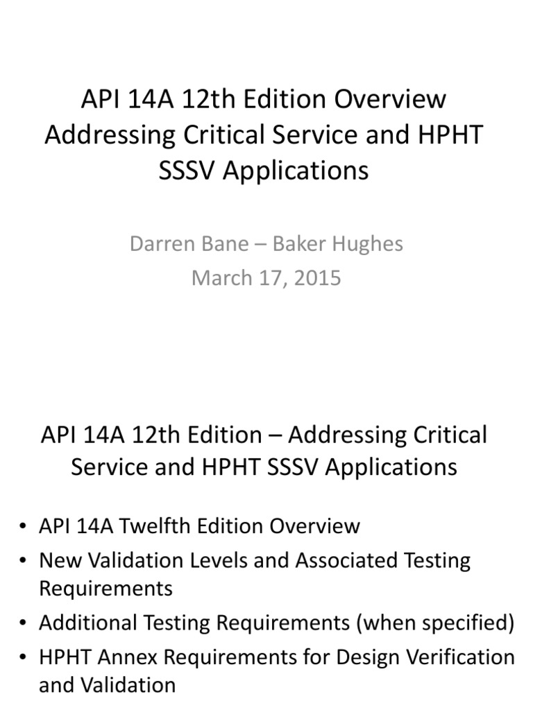 API 14A Update | PDF | Verification And Validation | Fatigue (Material)