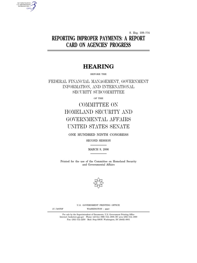 Reporting Improper Payments: A Report Card On Agencies' Progress | PDF ...