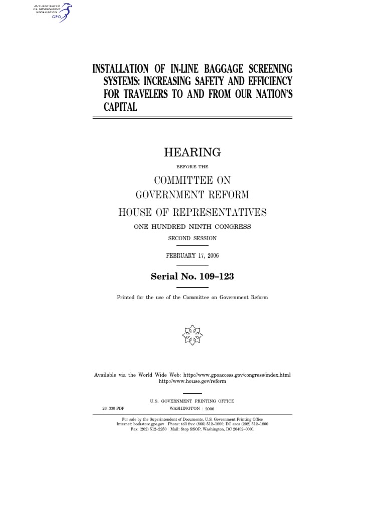 Installation of In-Line Baggage Screening Systems: Increasing Safety ...