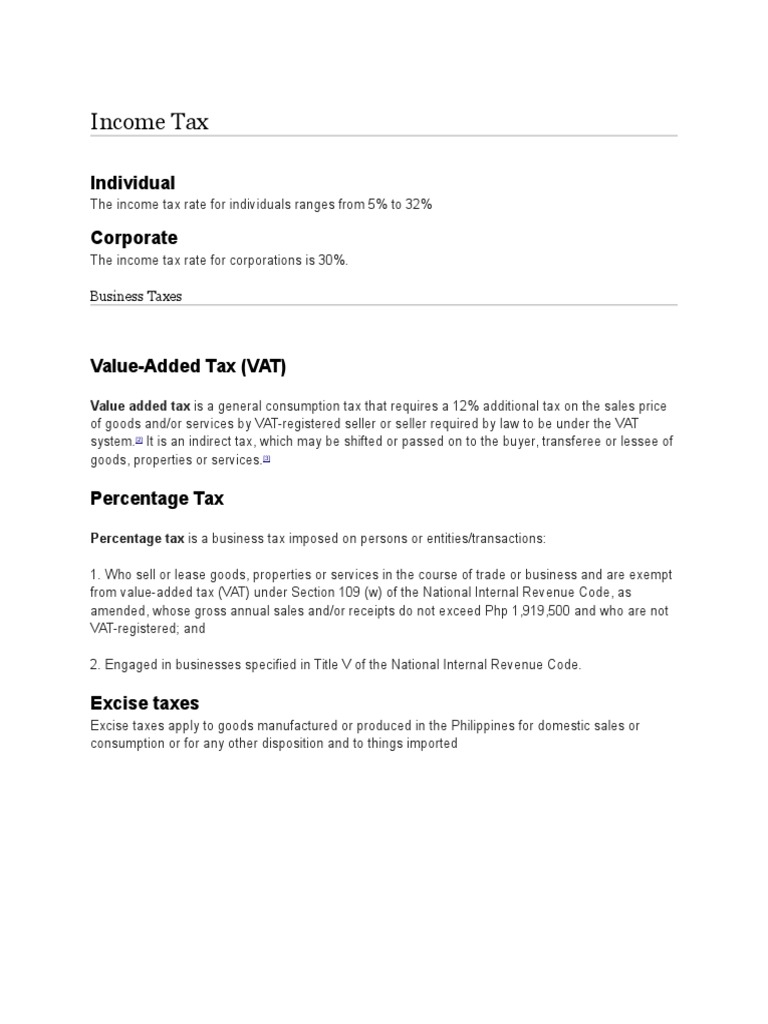An Overview of Key Tax Types in the Philippines: Individual and ...