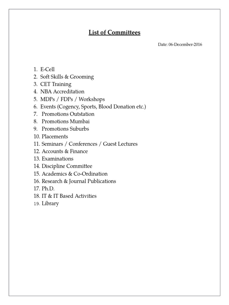 List of Committees | PDF