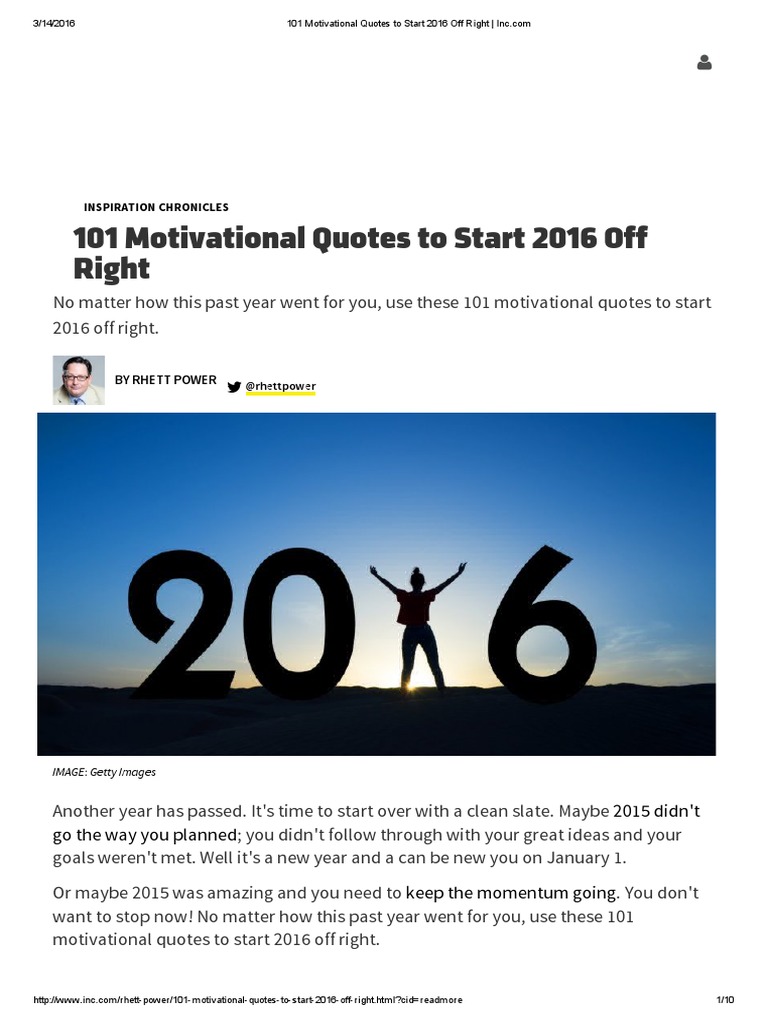 101 Motivational Quotes To Start 2016 Off Right - Inc | PDF ...
