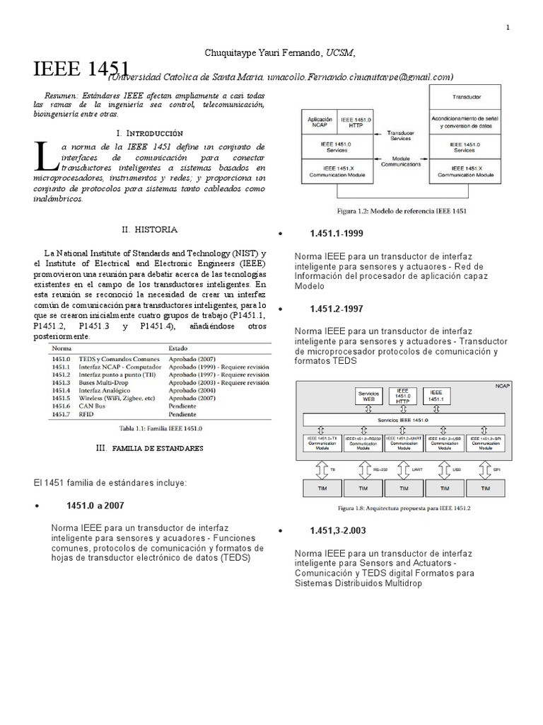 Estándar IEEE 1451: Interfaces de Transductores | PDF | Instituto de ...