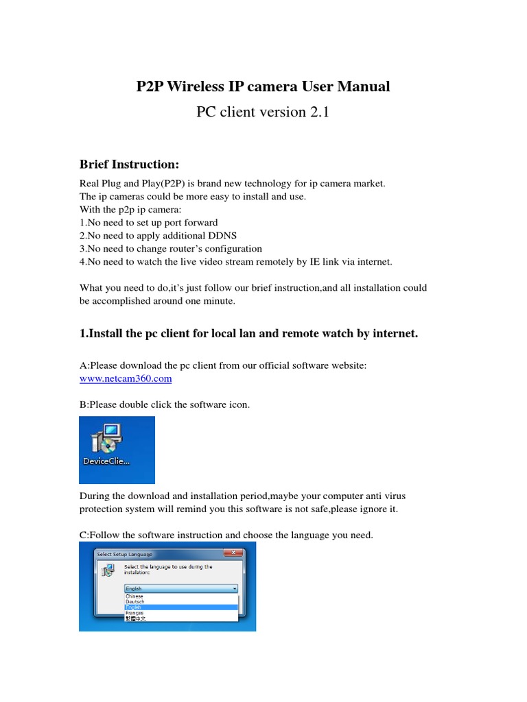 P2P Wireless IP Camera User Manual For PC PDF | PDF | Personal ...