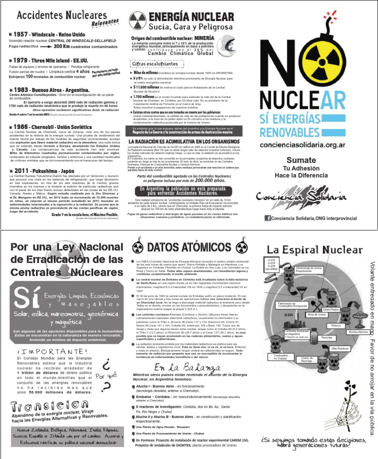 Triptico Centrales Nucleares | PDF | La energía nuclear | Armas nucleares