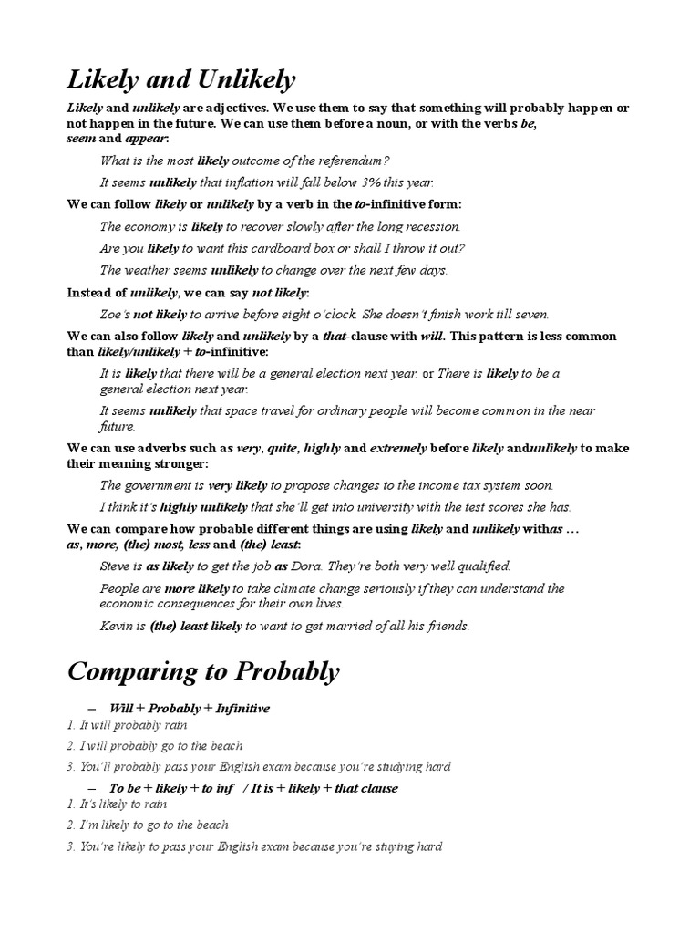Likely Unlikey | PDF | Verb | Syntax