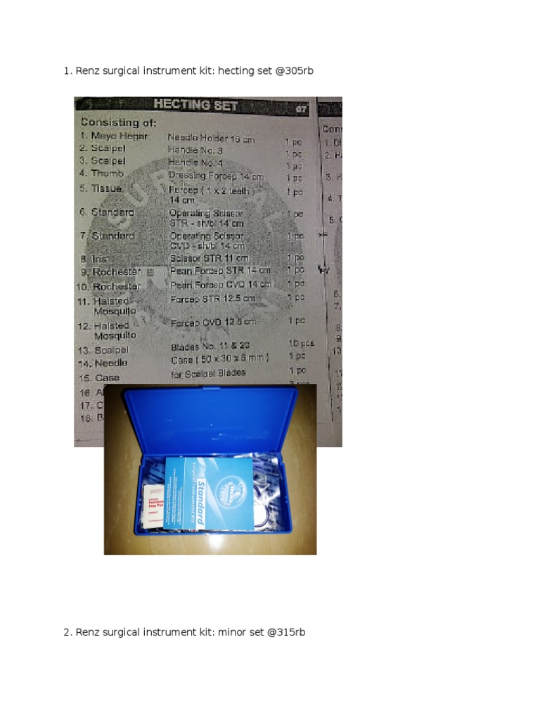 Renz Surgical Instrument Kit: Hecting Set @305rb | PDF