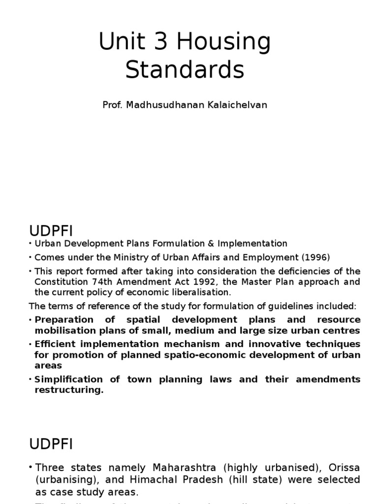 Housing Standards by Madhusudhanan | PDF | Urban Planning | Social ...