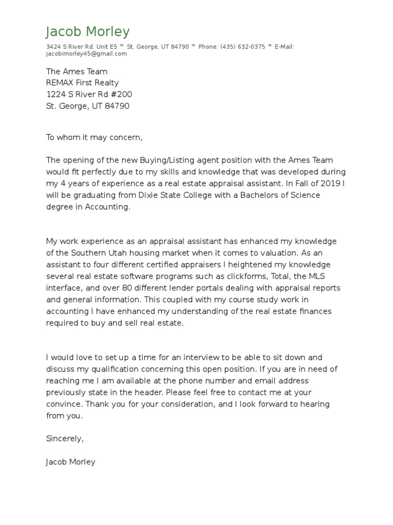 Cover Letter Jake Morley 1 | PDF