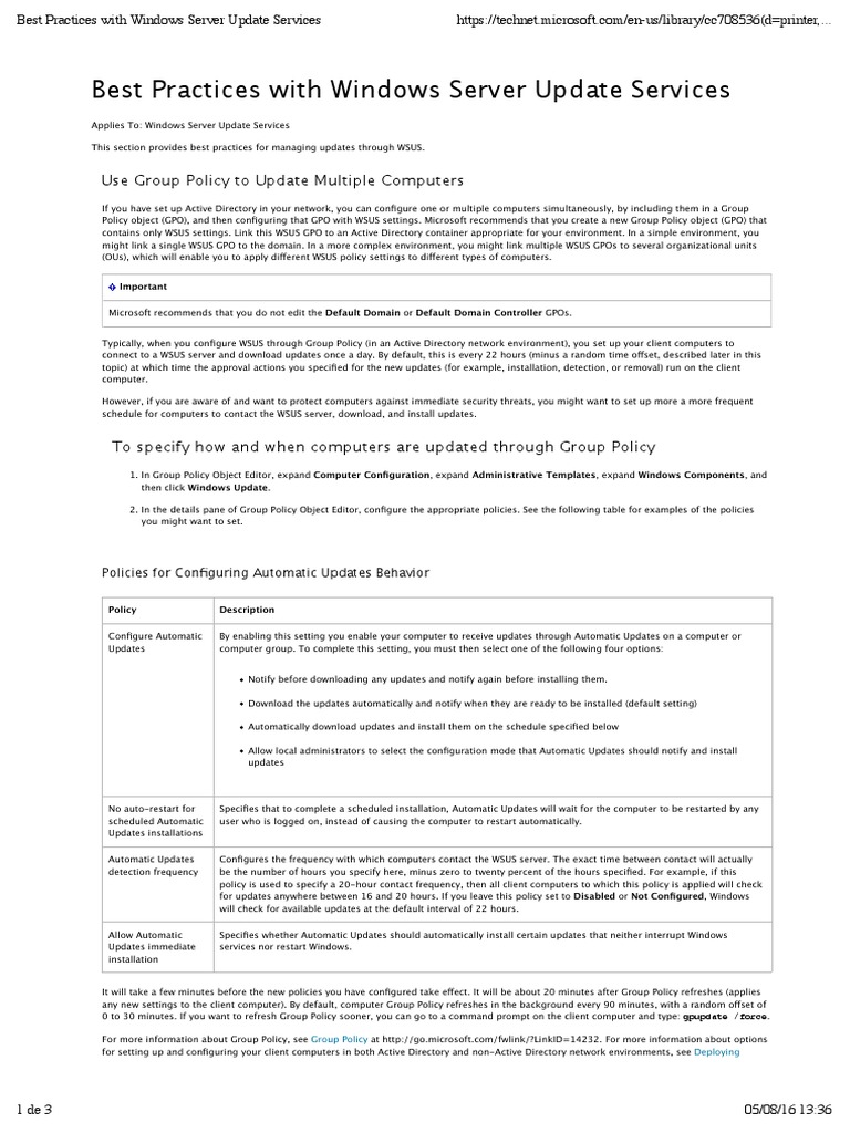 Best Practices With Windows Server Update Services | PDF | Group Policy ...