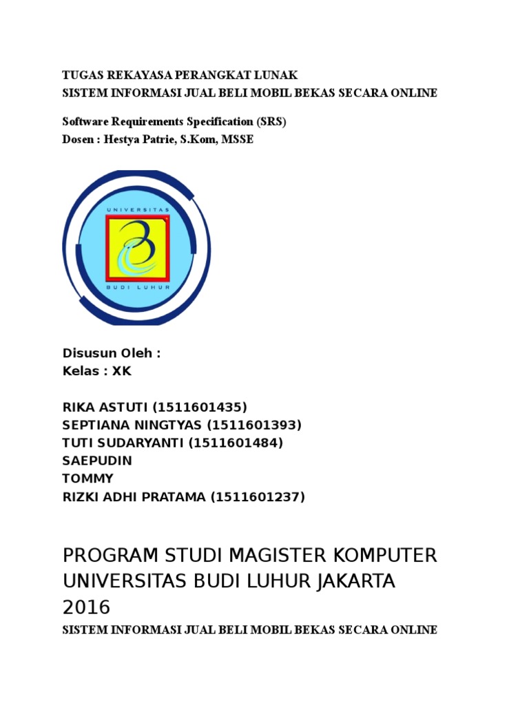 Tugas Kelompok RPL (SRS) | PDF