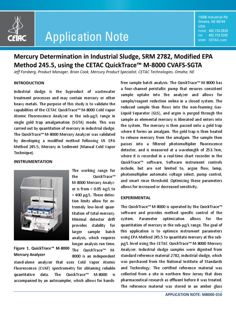 Ap-M8000-010 SRM 2782 Epa 245 5 Cvafs-Sgta | PDF | Mercury (Element ...