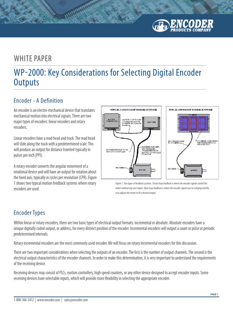 wp-2000: Key Considerations For Selecting Digital Encoder Outputs | PDF ...