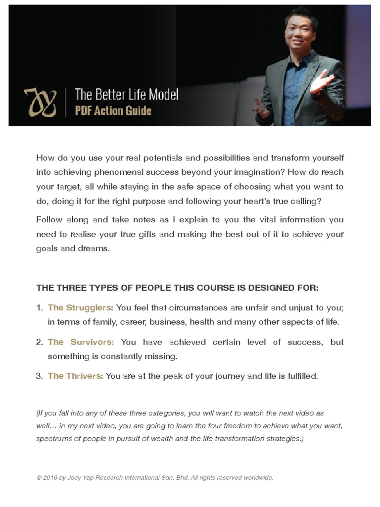 The Better Life Model PDF Action Guide PDF | PDF