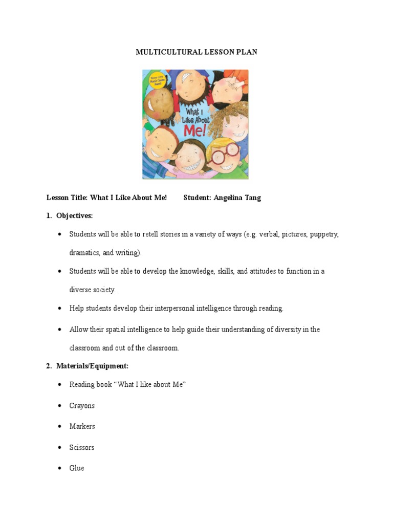 What I Like About Me Lesson Plan | PDF | Lesson Plan | Applied Psychology