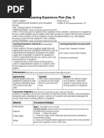 Lesson Plan Linear Equations | PDF | Equations | System Of Linear Equations