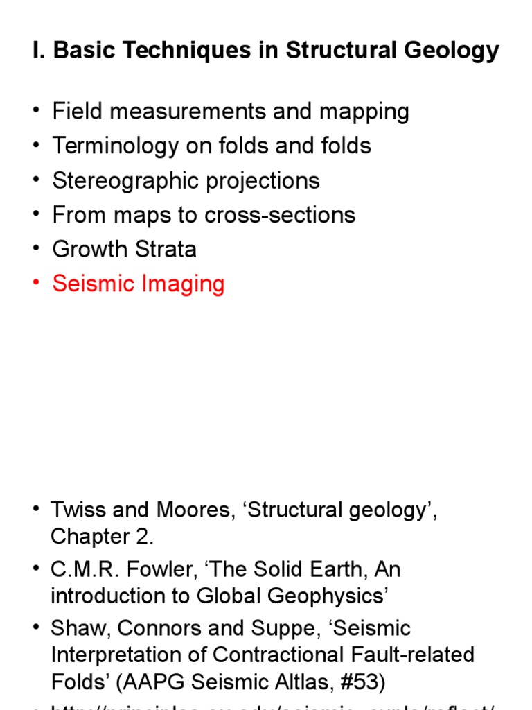 II - Techniques in Structural Geology-Seismic | PDF | Reflection Seismology | Reflection (Physics)