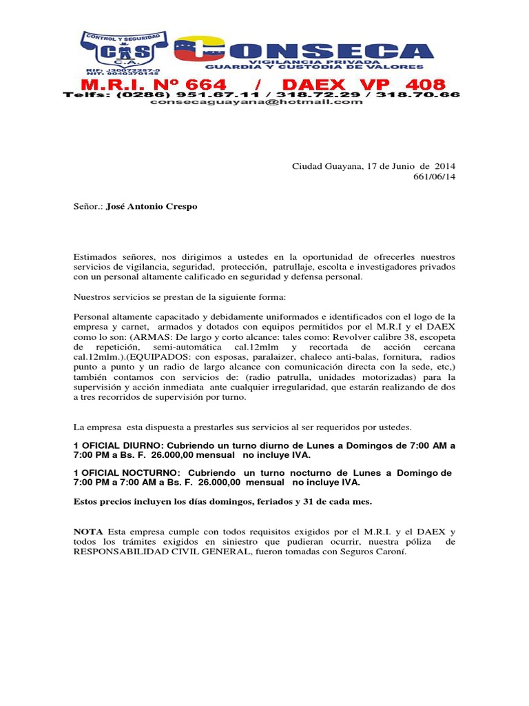 Conseca Vigilancia Privada | PDF