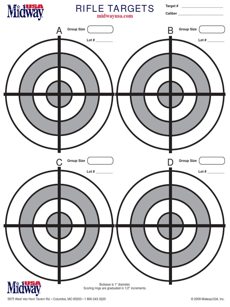 Bullseye Is 1" Diameter. Scoring Rings Are Graduated in 1/2" Increments ...