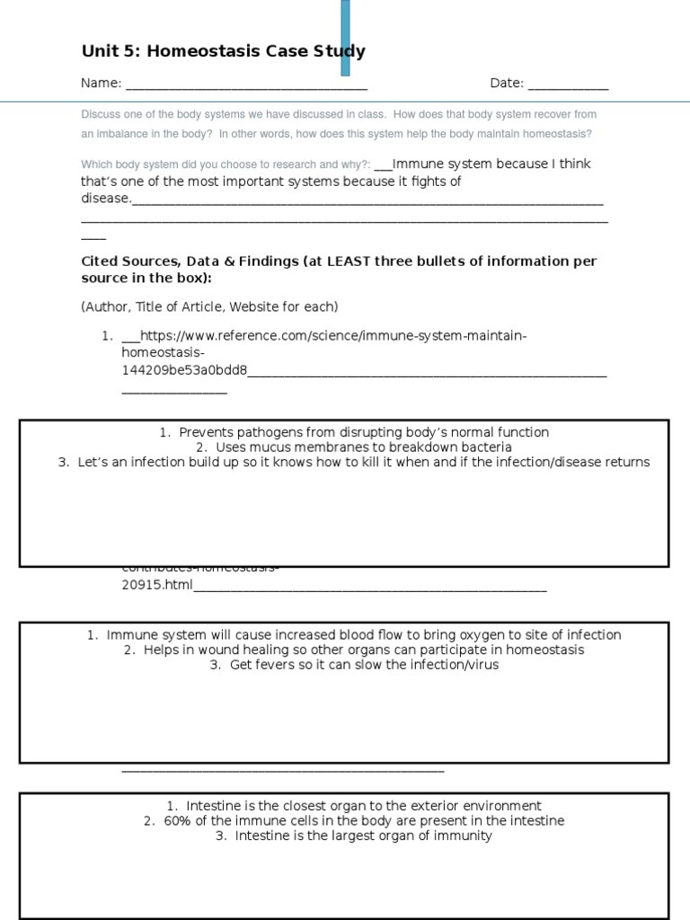 Homeostasis Case Study | PDF | Immune System | Homeostasis