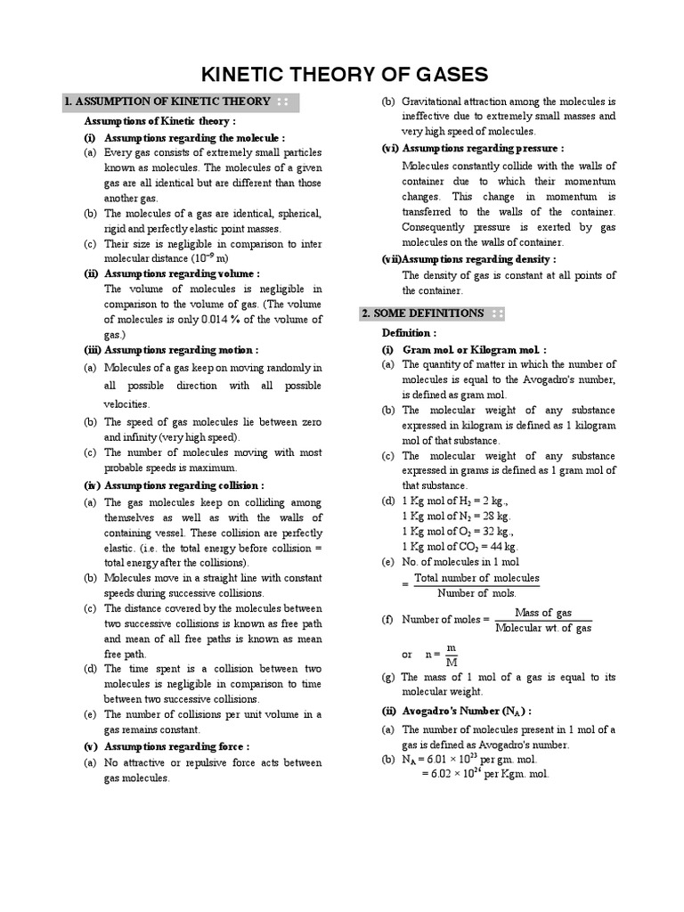 Kinetic Theory of Gases Explained | PDF | Collision | Gases